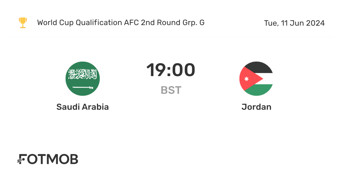 Saudi Arabia vs Jordan - live score, predicted lineups and H2H stats