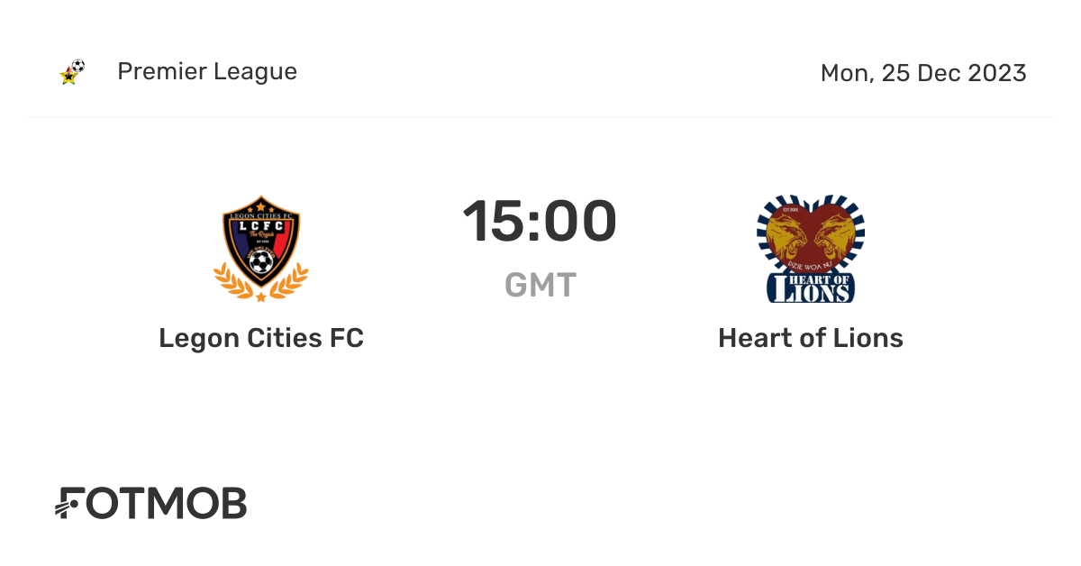 Legon Cities FC vs Heart of Lions - live score, predicted lineups and ...