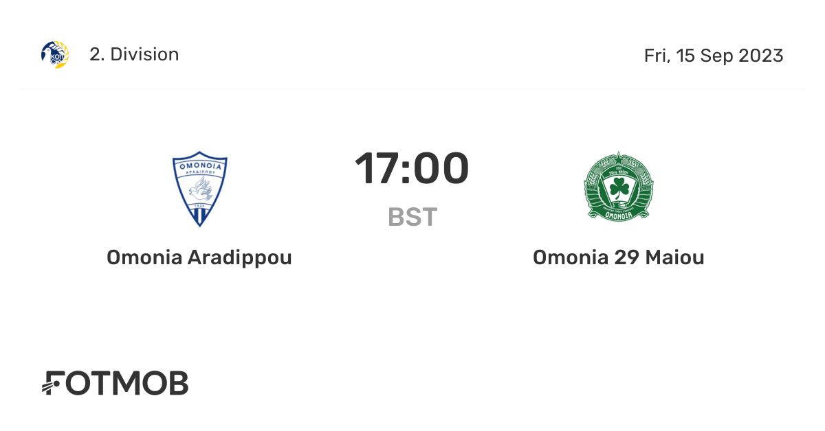 Omonia Aradippou vs Omonia 29 Maiou - live score, predicted lineups and H2H stats.