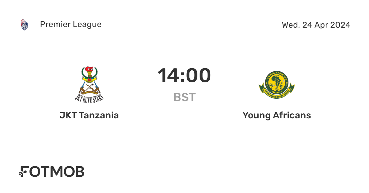 JKT Tanzania vs Young Africans - live score, predicted lineups and H2H ...