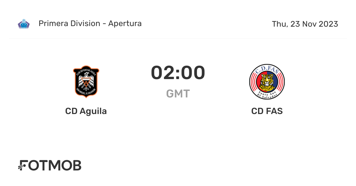CD Aguila vs CD FAS - live score, predicted lineups and H2H stats.