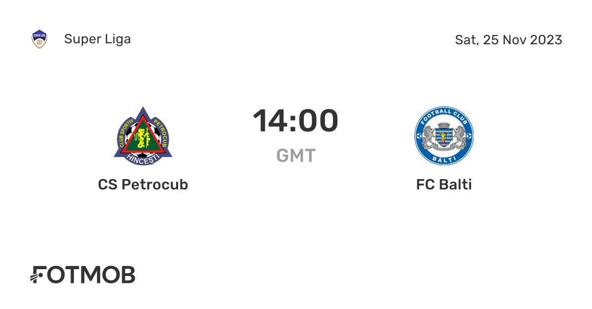 CS Petrocub vs FC Balti - live score, predicted lineups and H2H stats.