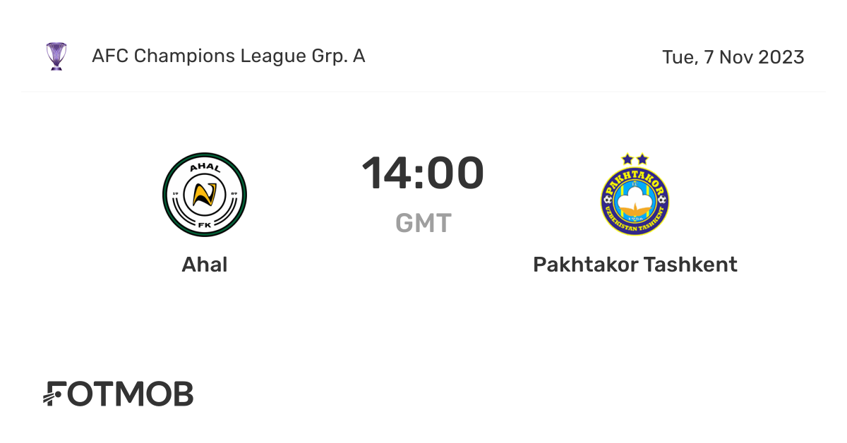 Ahal vs Pakhtakor Tashkent - live score, predicted lineups and H2H stats.