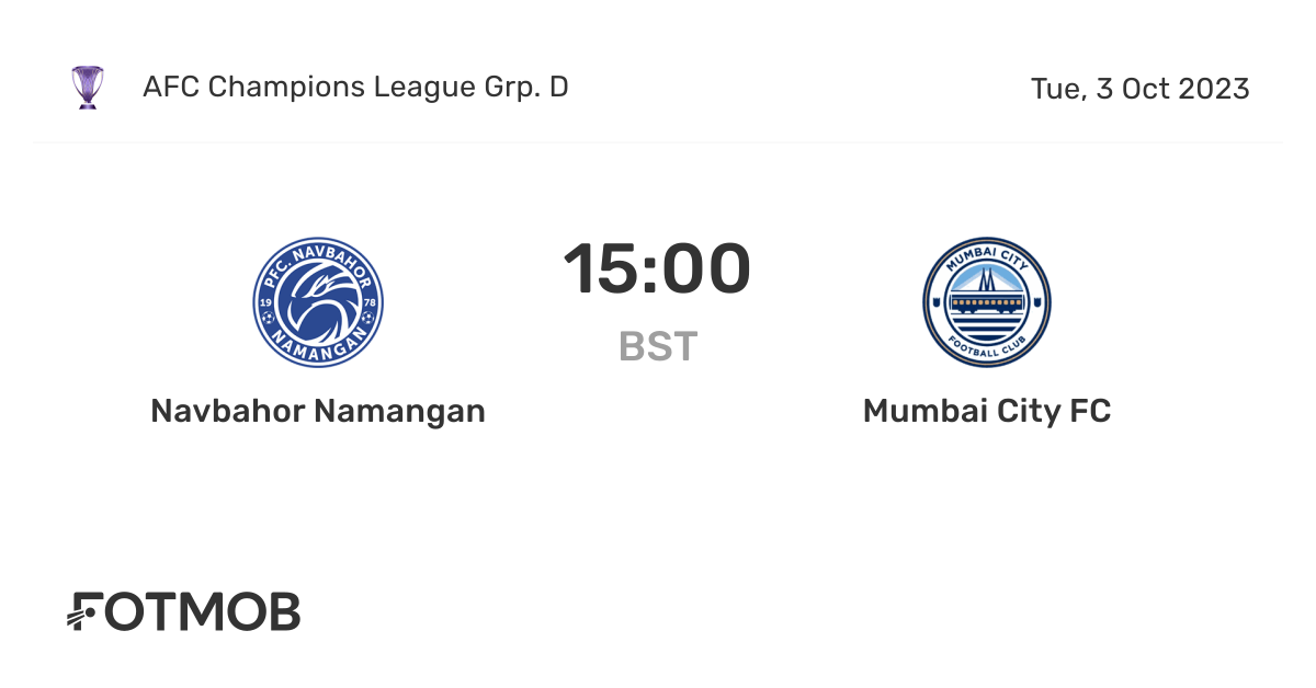 Navbahor Namangan vs Mumbai City FC - live score, predicted lineups and ...