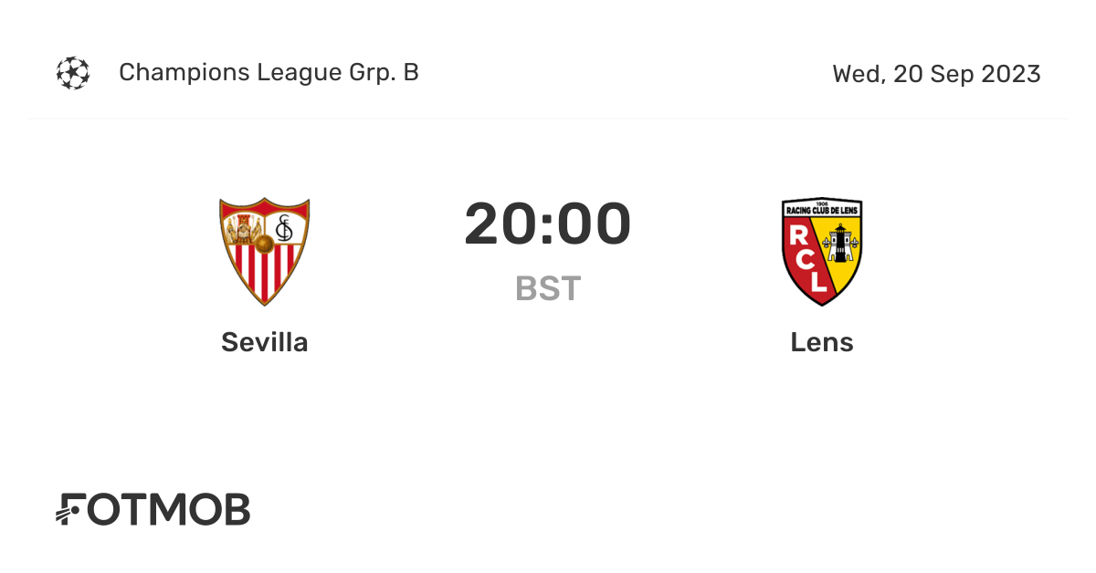 Sevilla vs Lens - live score, predicted lineups and H2H stats.