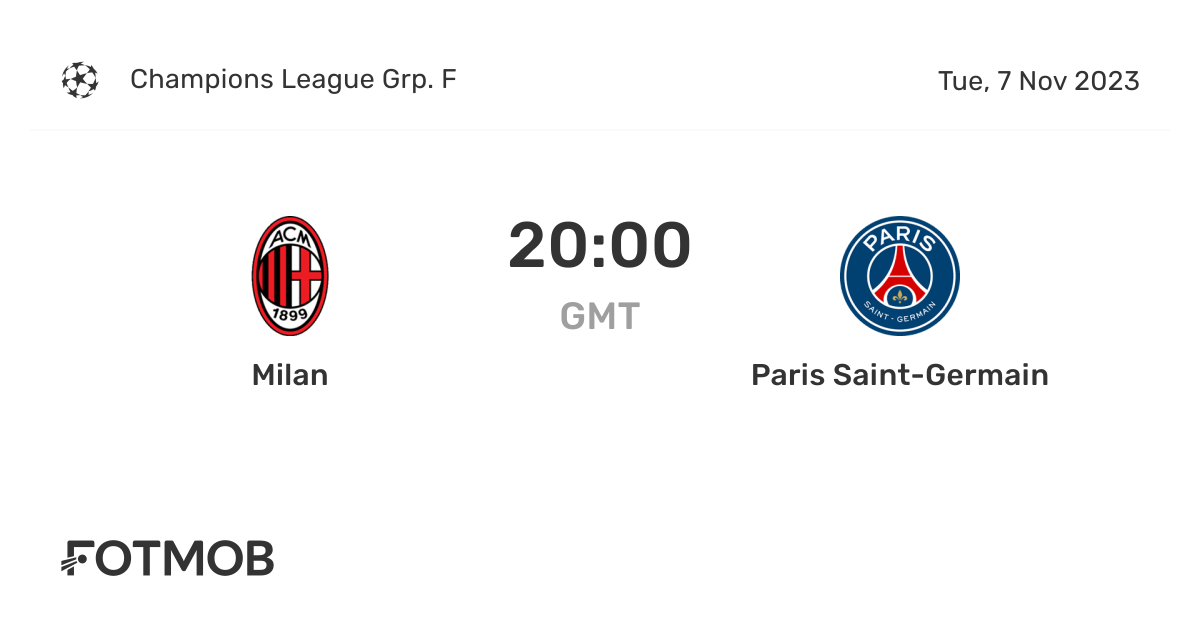 Milan vs Paris Saint-Germain - live score, predicted lineups and H2H stats