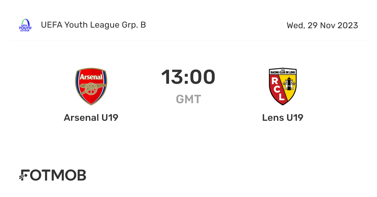 Arsenal U19 vs Lens U19 - live score, predicted lineups and H2H stats