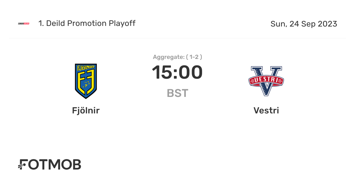 Fjölnir vs Vestri - live score, predicted lineups and H2H stats.