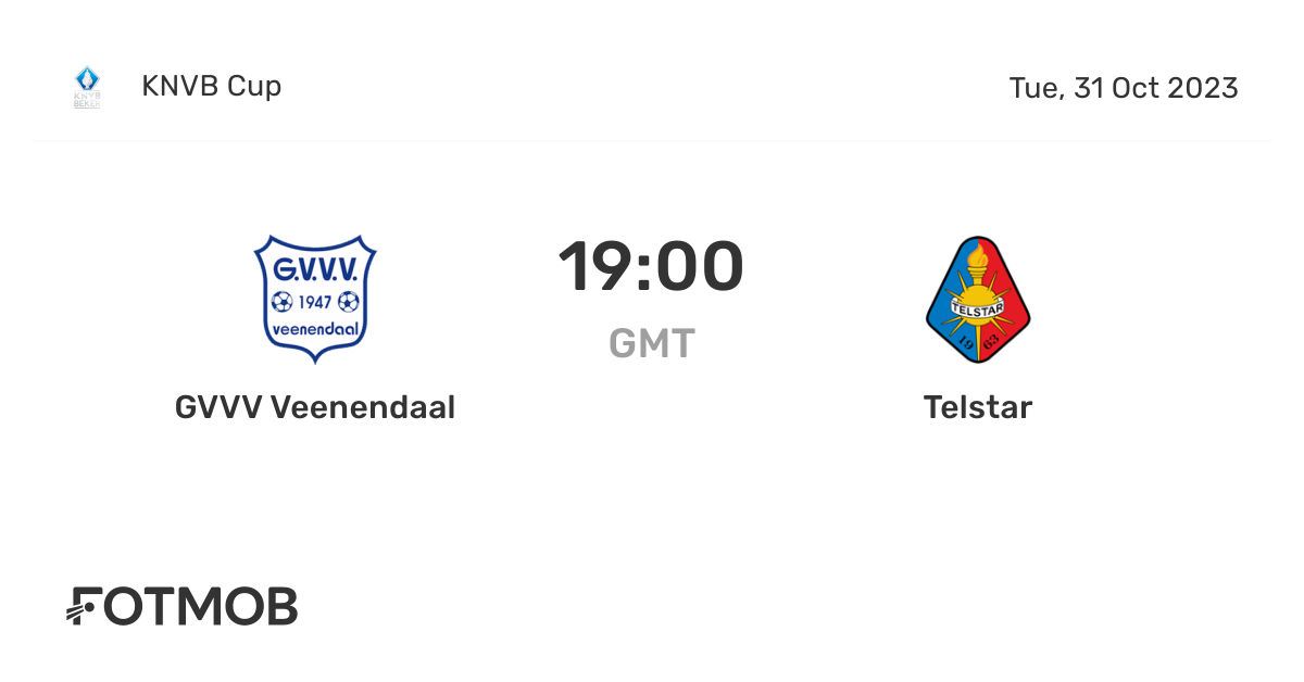 GVVV Veenendaal vs Telstar - live score, predicted lineups and H2H stats.