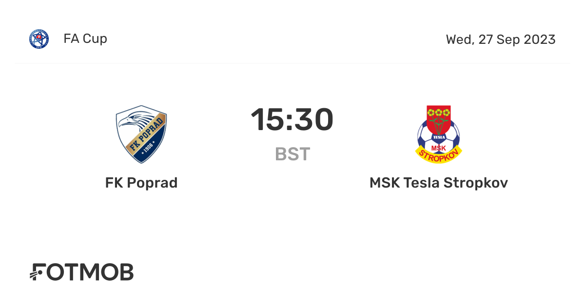 FK Poprad vs MSK Tesla Stropkov - live score, predicted lineups and H2H ...