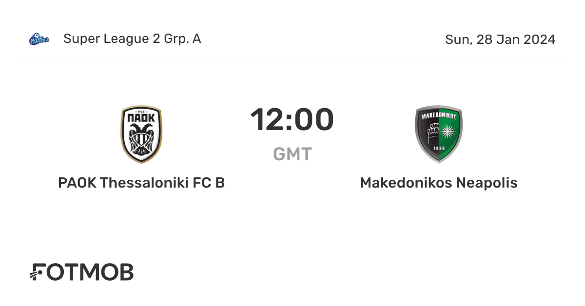 PAOK Thessaloniki FC B vs Makedonikos Neapolis - live score, predicted ...