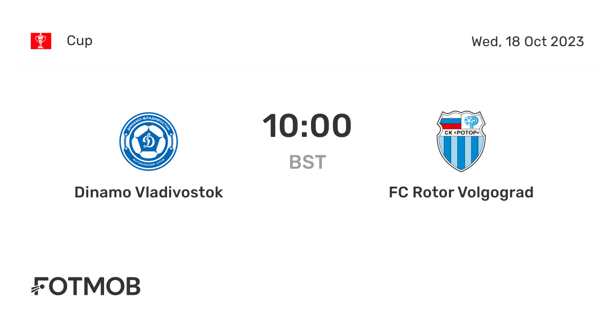 Dinamo Vladivostok vs FC Rotor Volgograd - live score, predicted lineups and H2H stats