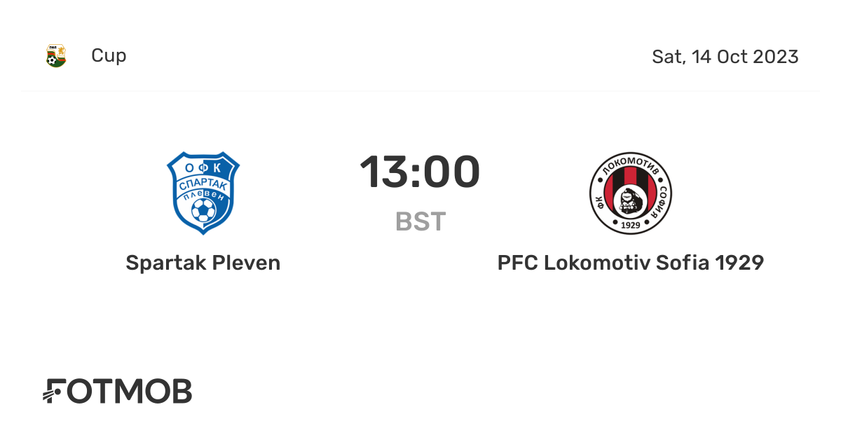 Spartak Pleven vs PFC Lokomotiv Sofia 1929 - live score, predicted lineups and H2H stats