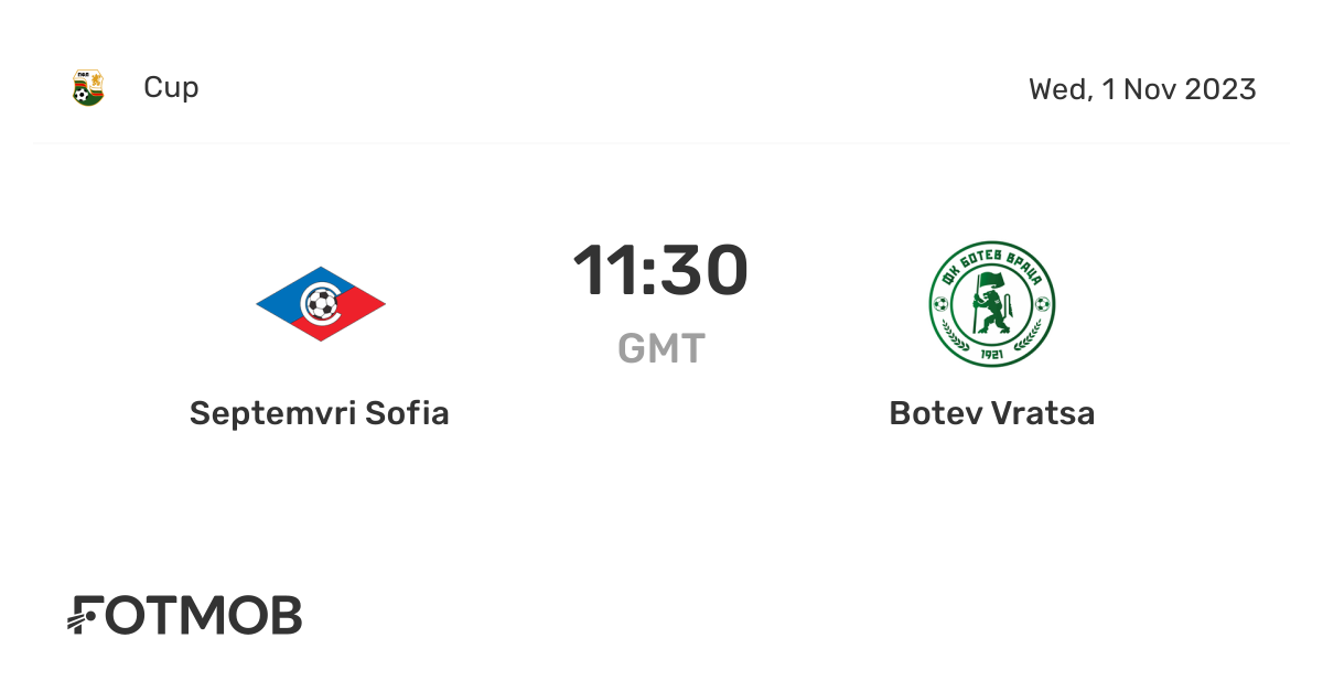 Septemvri Sofia vs Botev Vratsa - live score, predicted lineups and H2H stats.