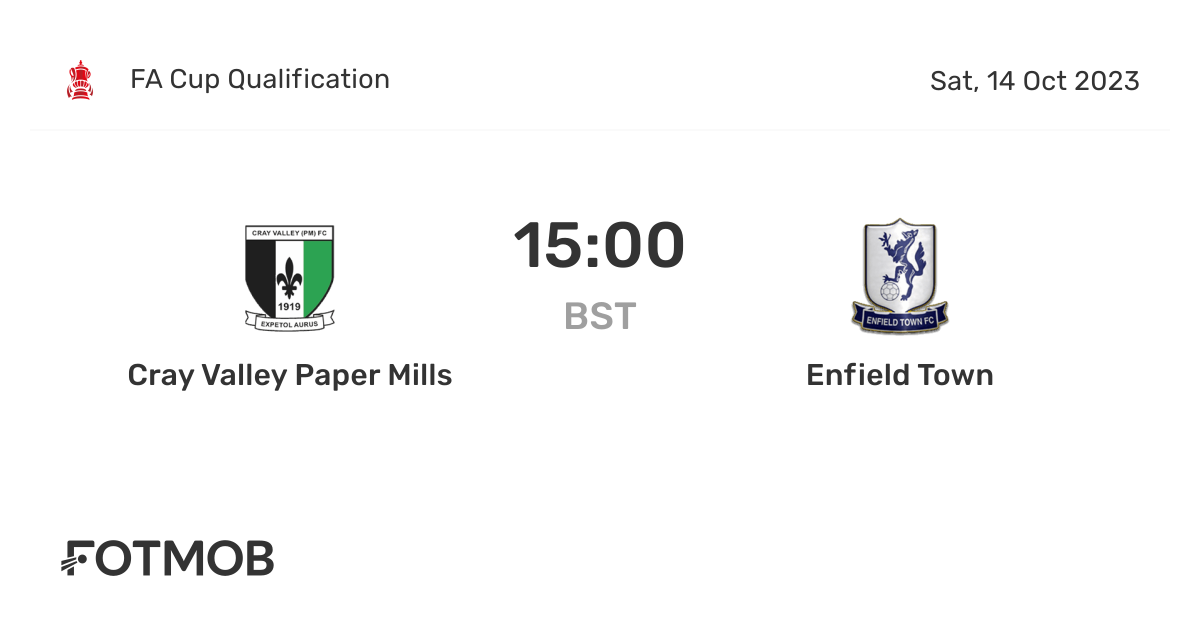 Cray Valley Paper Mills vs Enfield Town - live score, predicted lineups ...