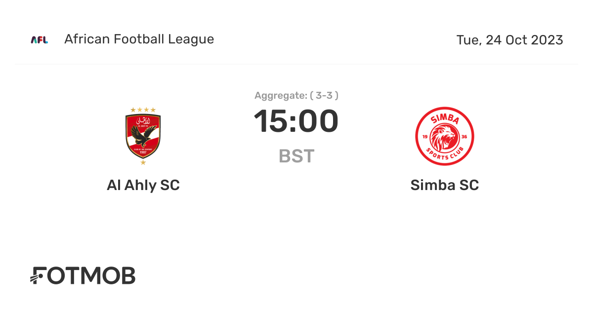 Al Ahly SC vs Simba SC - live score, predicted lineups and H2H stats