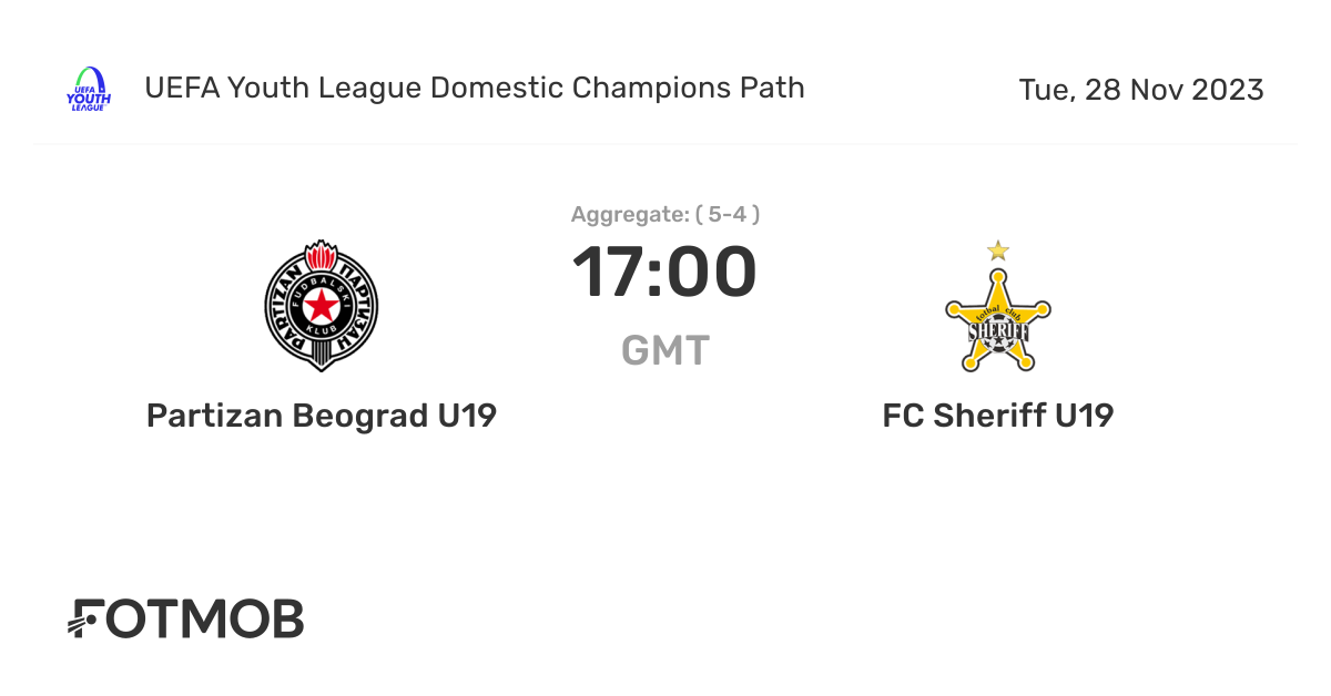 Partizan Beograd U19 vs FC Sheriff U19 - live score, predicted lineups ...