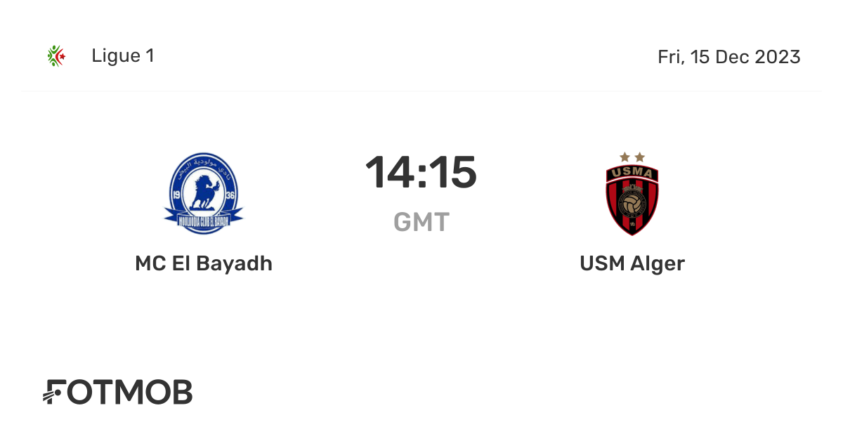 MC El Bayadh vs USM Alger - live score, predicted lineups and H2H stats