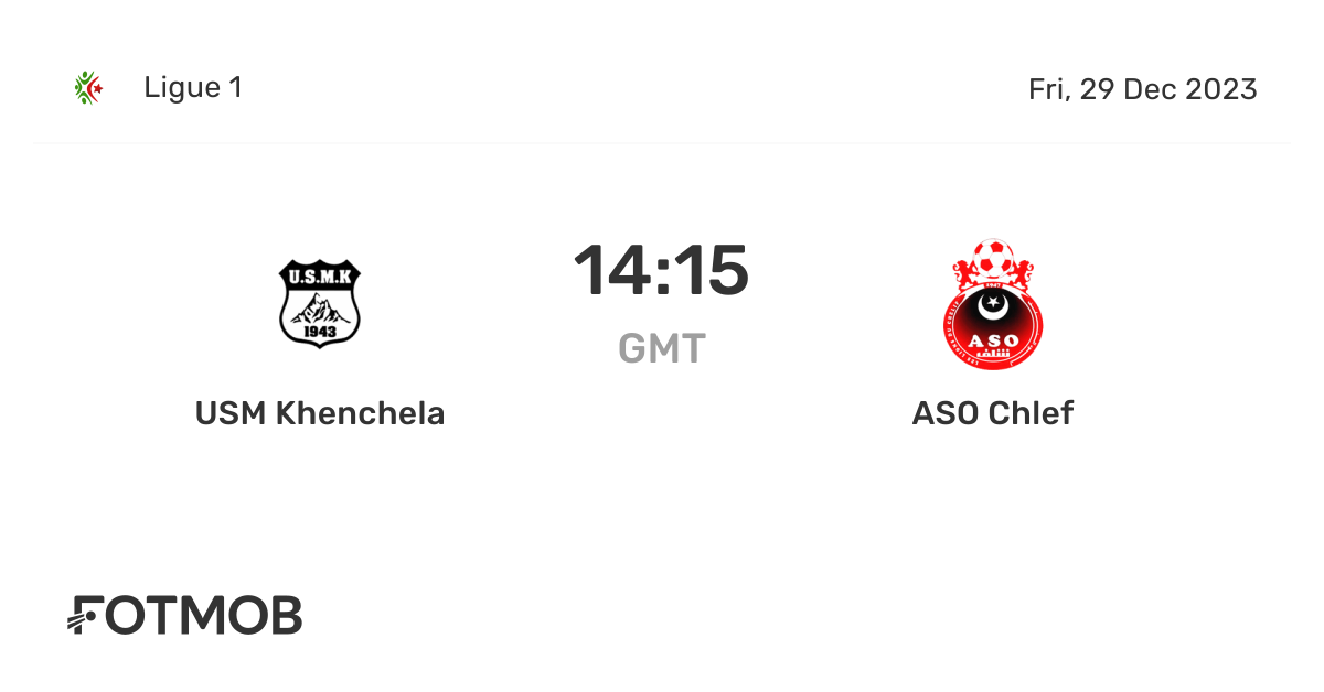 USM Khenchela vs ASO Chlef - live score, predicted lineups and H2H stats.