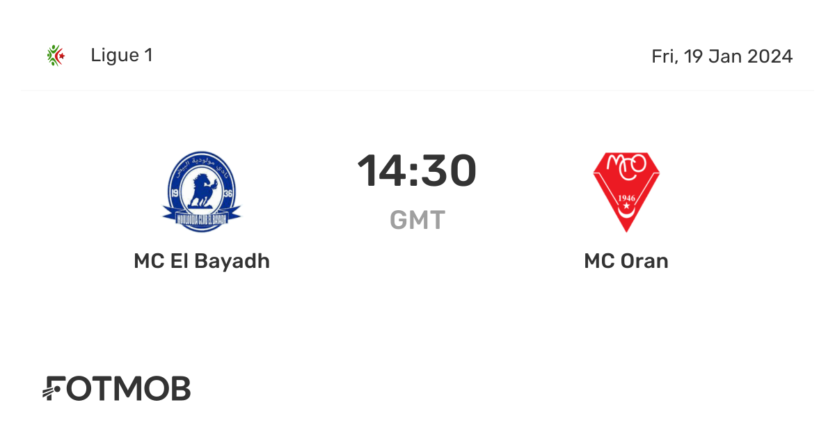 MC El Bayadh vs MC Oran - live score, predicted lineups and H2H stats