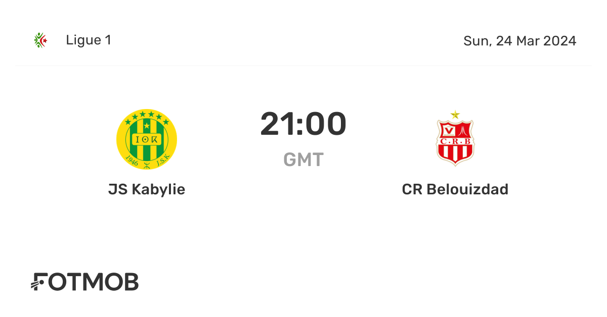 JS Kabylie vs CR Belouizdad - live score, predicted lineups and H2H stats