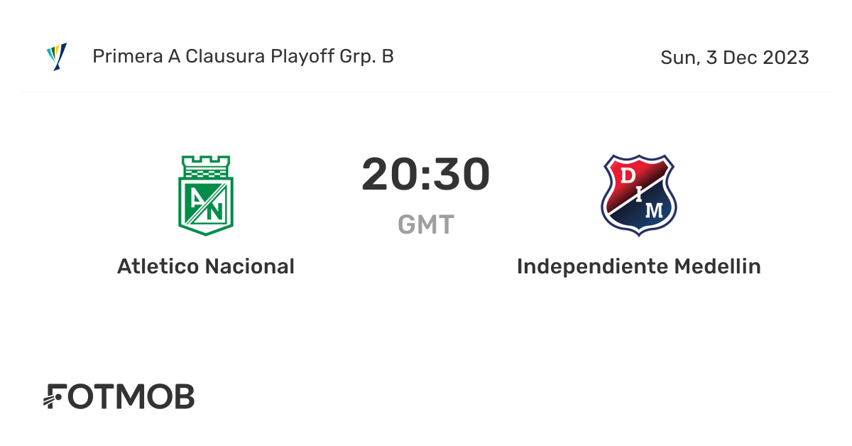 Atletico Nacional vs Independiente Medellin - live score, predicted lineups and H2H stats.