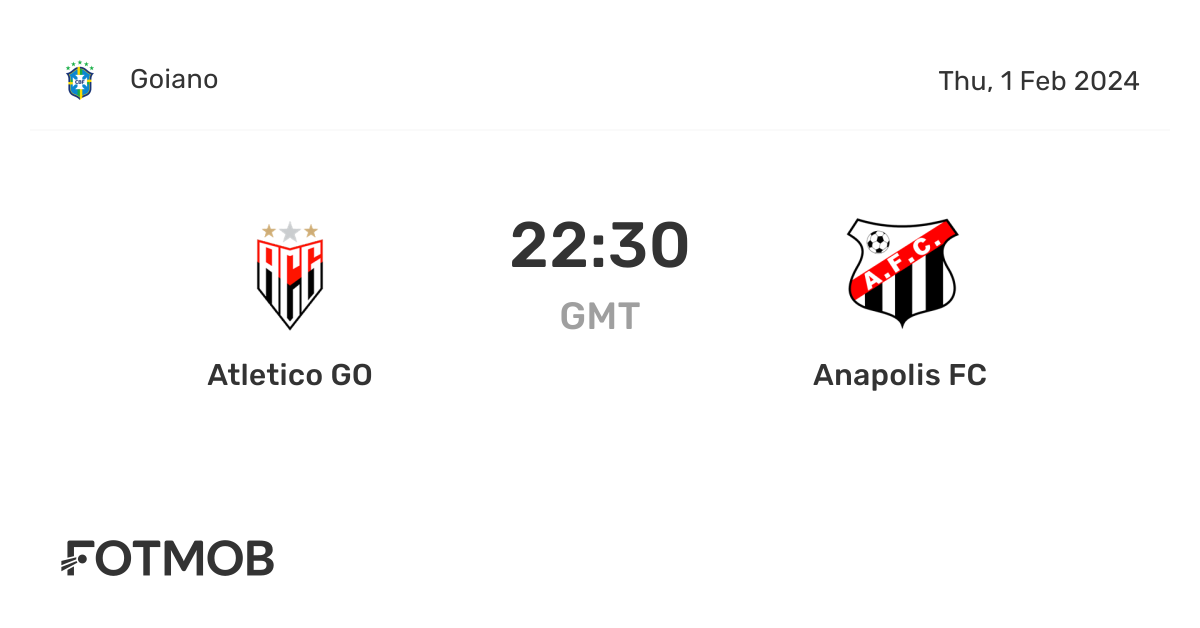 Atletico GO vs Anapolis FC - live score, predicted lineups and H2H stats