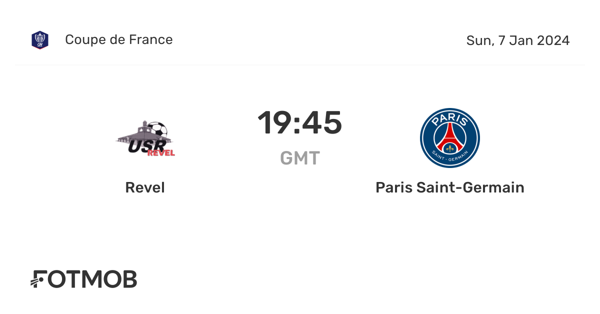 Revel vs Paris Saint-Germain - live score, predicted lineups and H2H stats