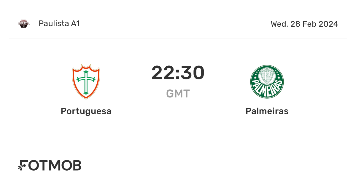 Portuguesa 대 Palmeiras 실시간 점수 예상 스타팅 라인업 및 H2h 통계