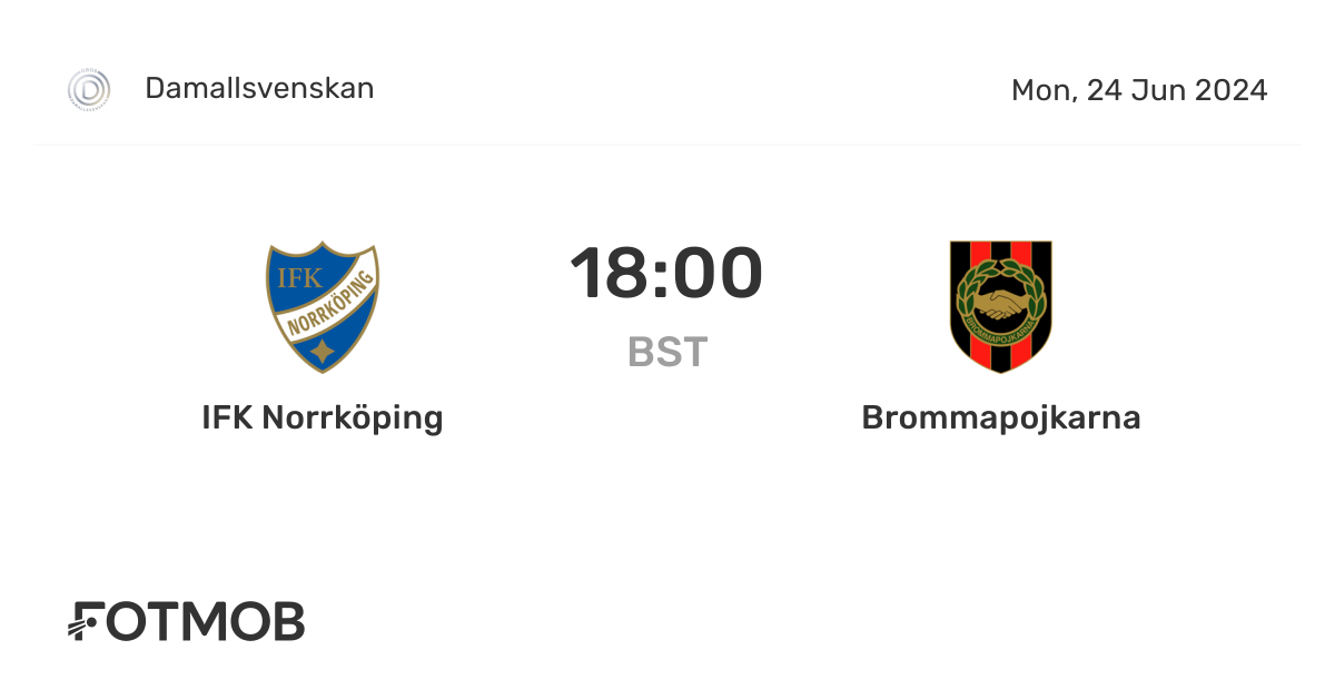 IFK Norrköping vs Brommapojkarna - marcador en vivo, alineaciones previstas y estadísticas H2H
