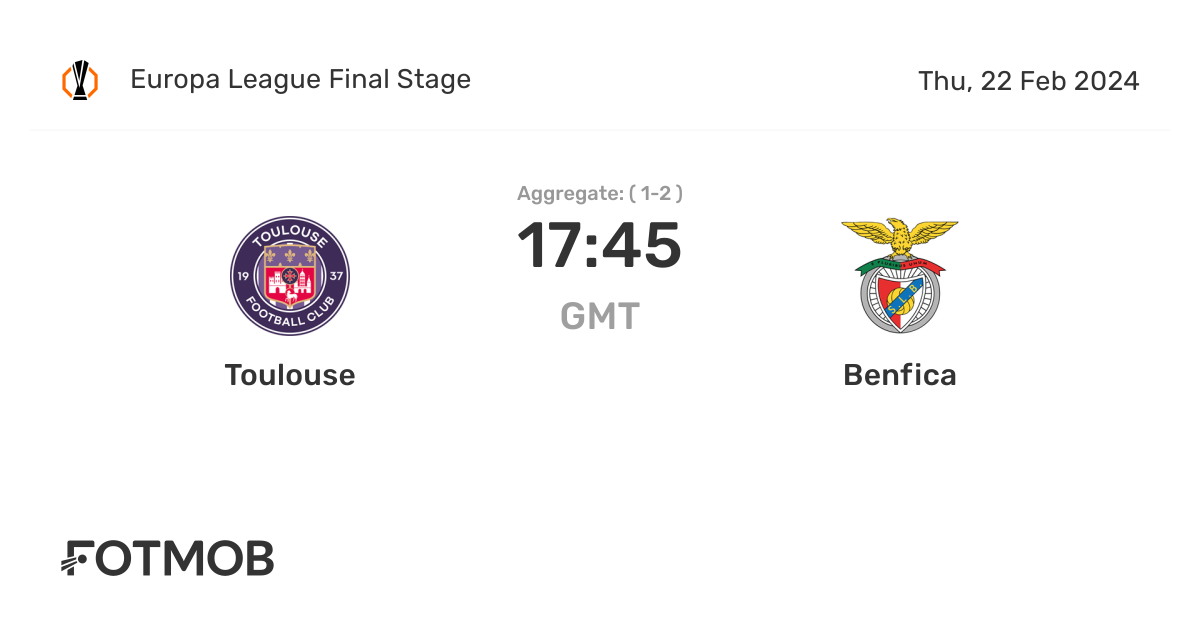 Toulouse vs Benfica - live score, predicted lineups and H2H stats