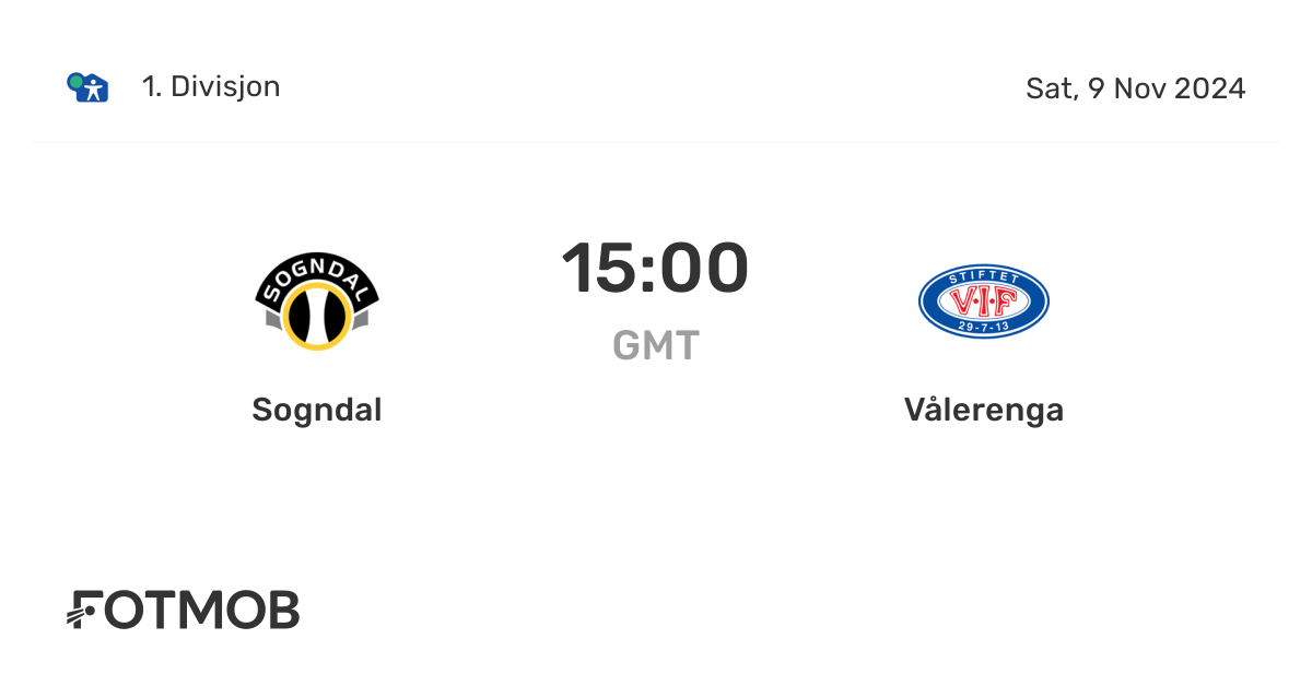 Sogndal vs Vålerenga - live score, predicted lineups and H2H stats