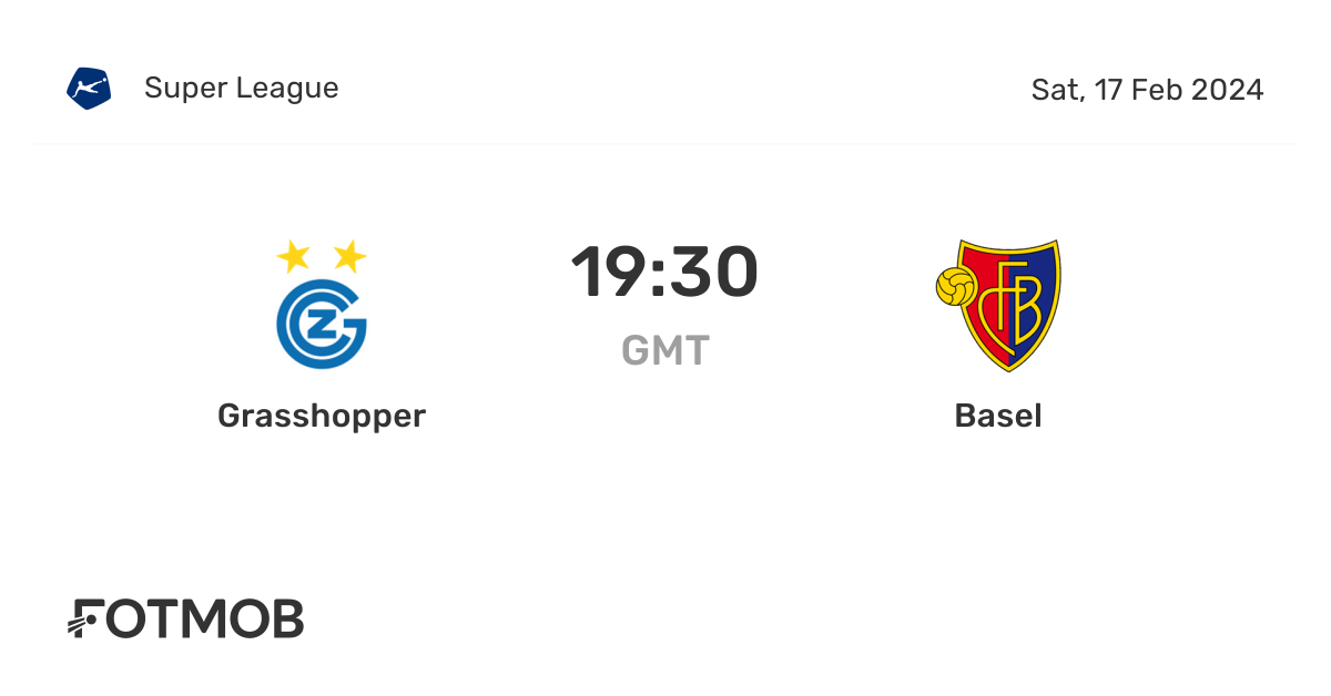 Grasshopper 대 Basel 실시간 점수 예상 스타팅 라인업 및 H2h 통계