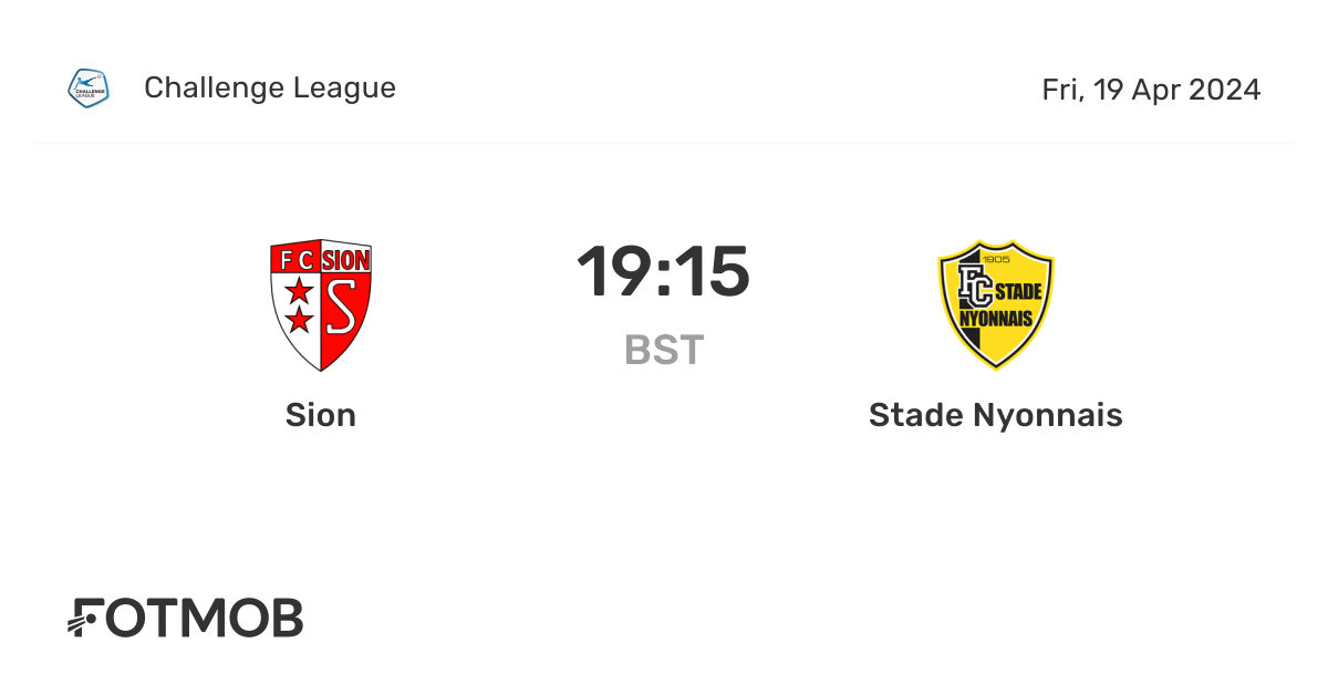 Sion vs Stade Nyonnais - live score, predicted lineups and H2H stats