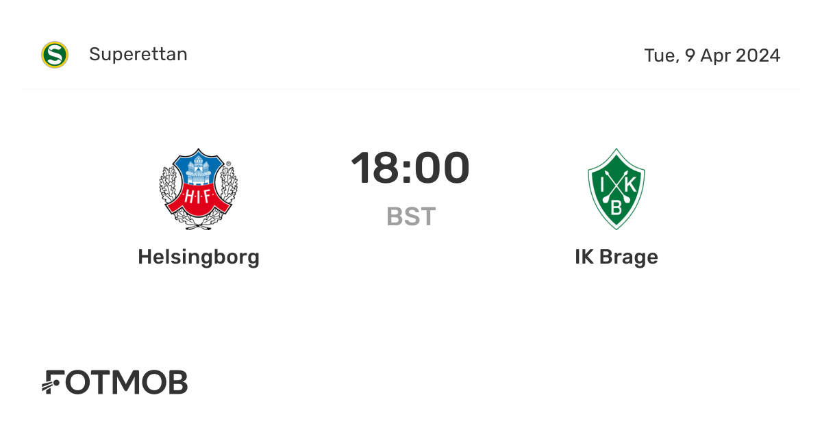 Helsingborg vs IK Brage - live score, predicted lineups and H2H stats