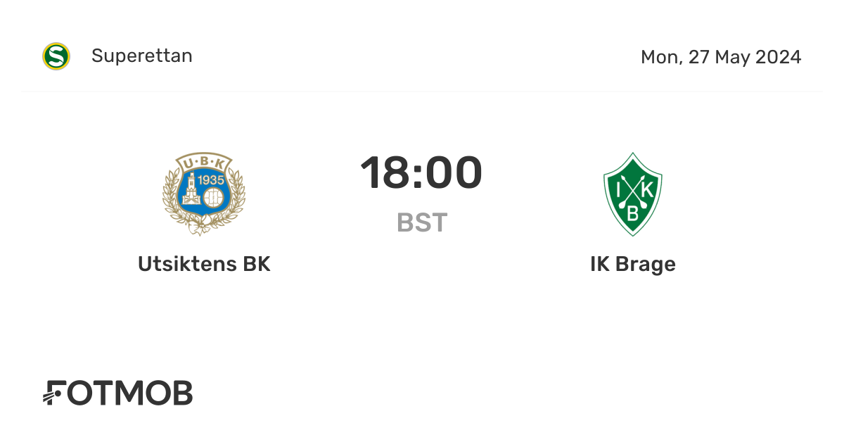 Utsiktens BK vs IK Brage - live score, predicted lineups and H2H stats