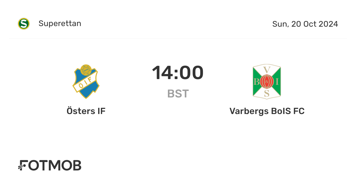 Östers IF vs Varbergs BoIS FC - live score, predicted lineups and H2H stats