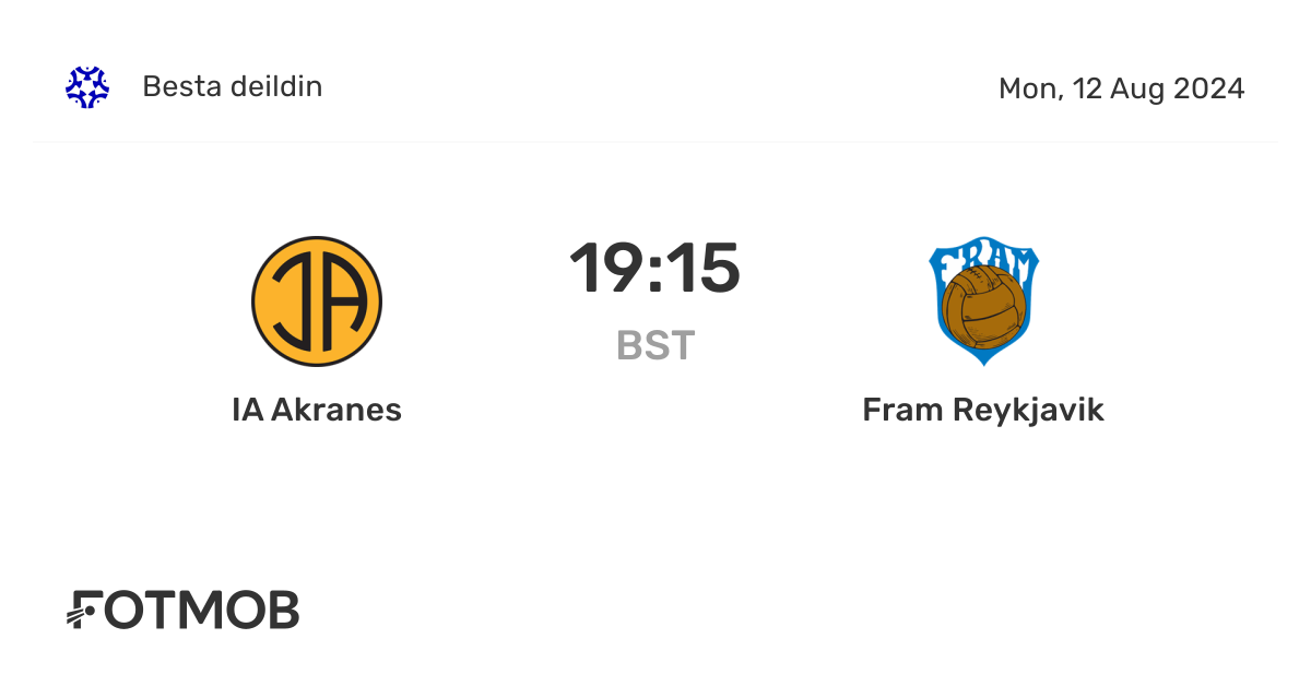 IA Akranes vs Fram Reykjavik - live score, predicted lineups and H2H stats