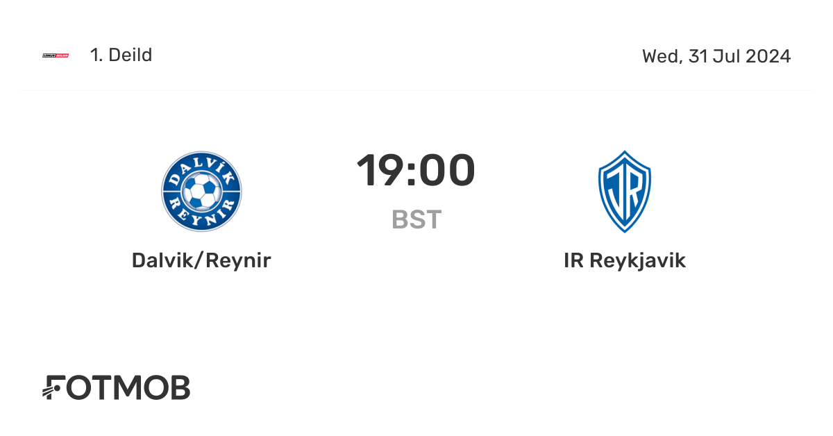 Dalvik/Reynir vs IR Reykjavik - live score, predicted lineups and H2H stats