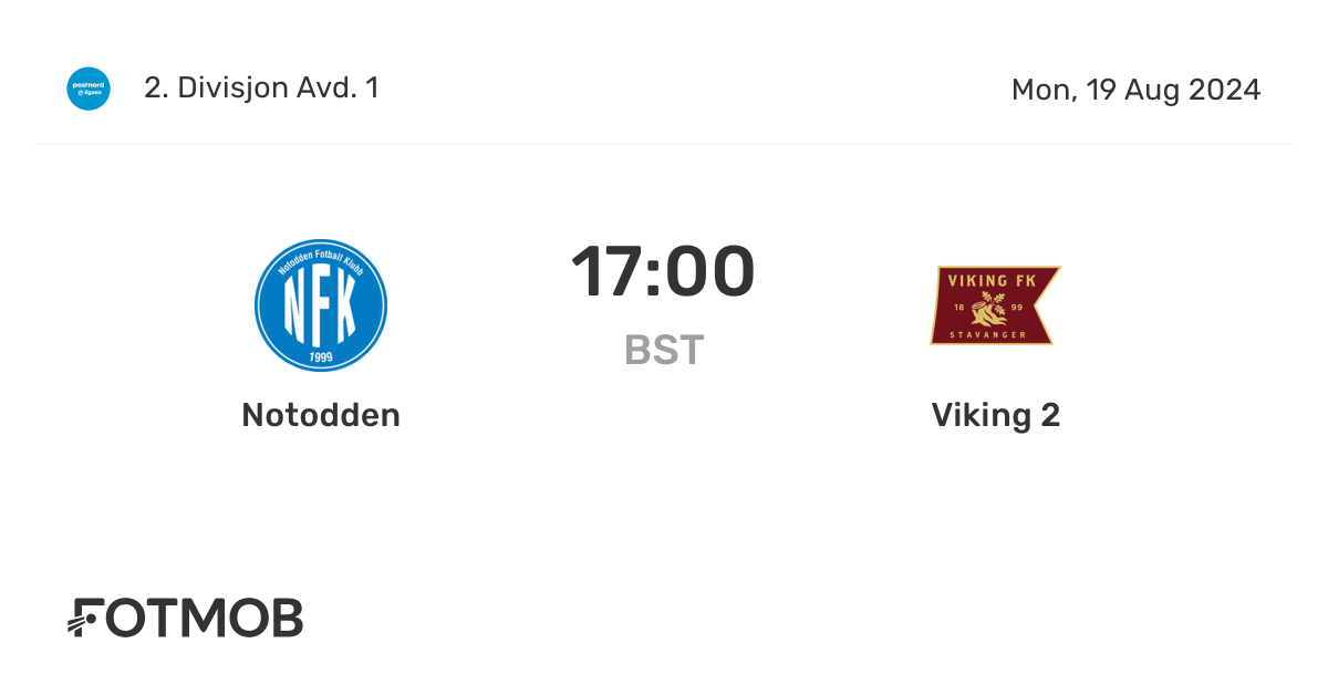 Notodden vs Viking 2 - live score, predicted lineups and H2H stats