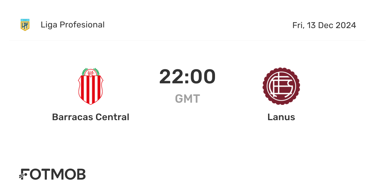 Barracas Central vs Lanus - live score, predicted lineups and H2H stats