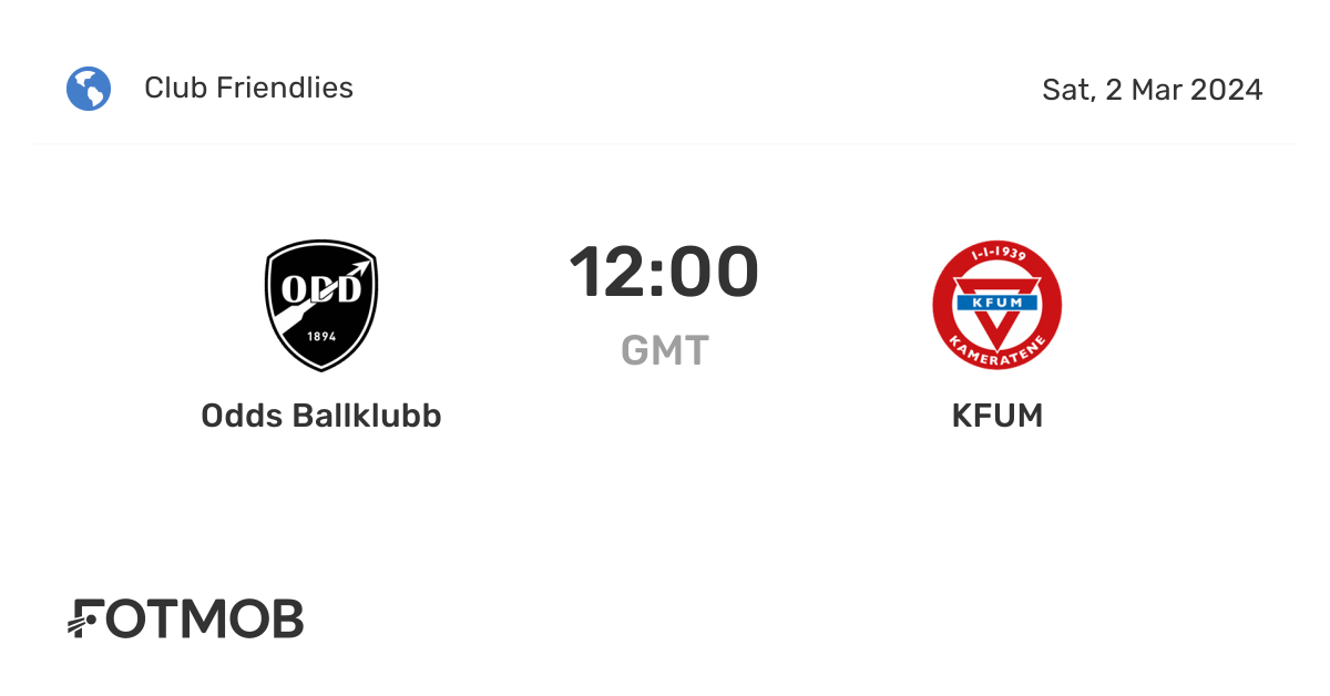 Odds Ballklubb vs KFUM - marcador en vivo, alineaciones previstas y estadísticas H2H