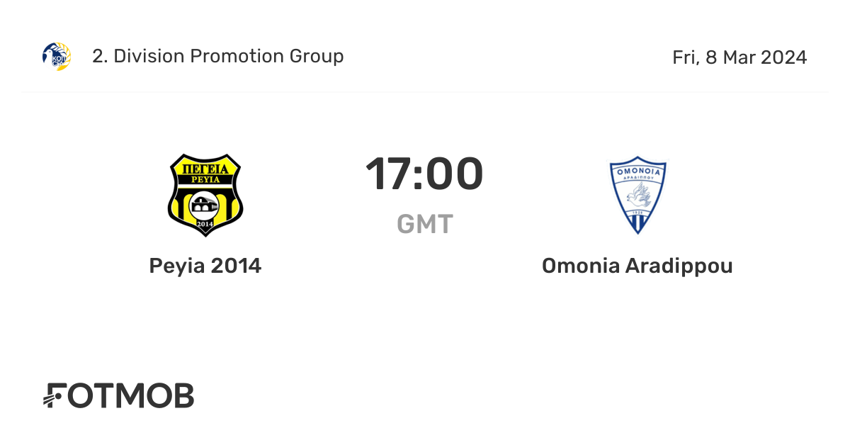 Peyia 2014 vs Omonia Aradippou - live score, predicted lineups and H2H stats