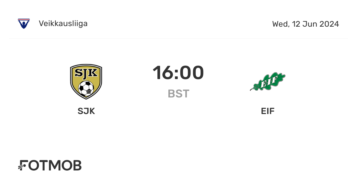 Sjk Vs Eif Live Score Predicted Lineups And H2h Stats