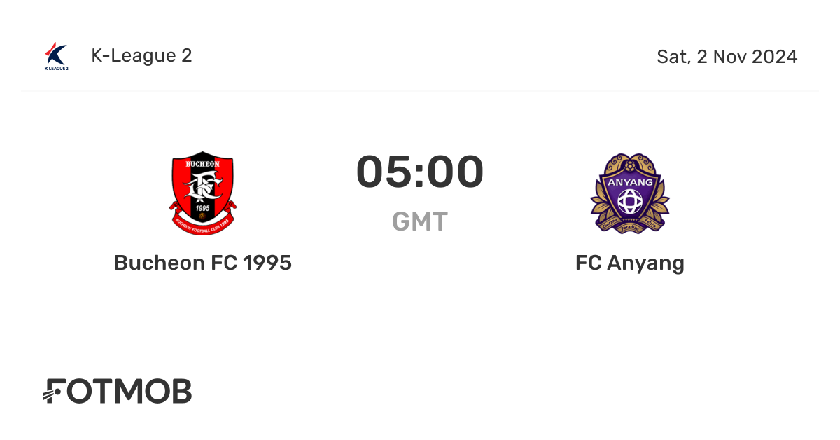 Bucheon FC 1995 vs FC Anyang - live score, predicted lineups and H2H stats