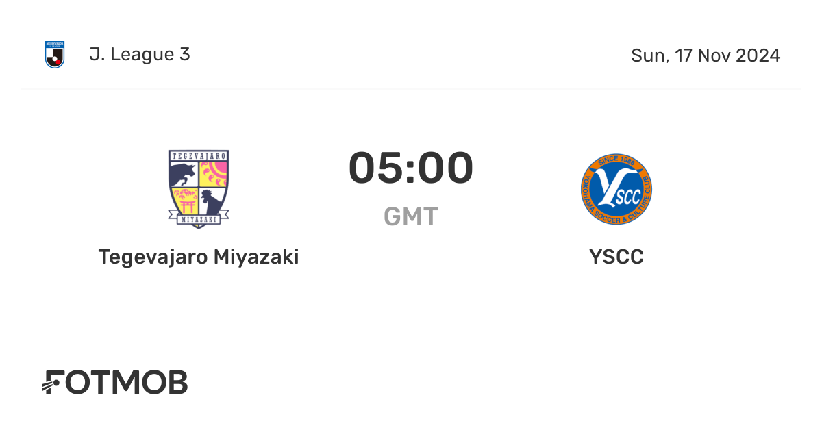 Tegevajaro Miyazaki vs YSCC - live score, predicted lineups and H2H stats