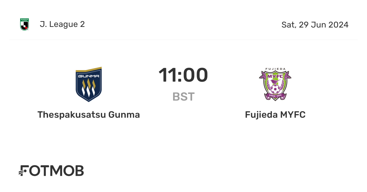 Thespakusatsu Gunma vs Fujieda MYFC - live score, predicted lineups and H2H stats