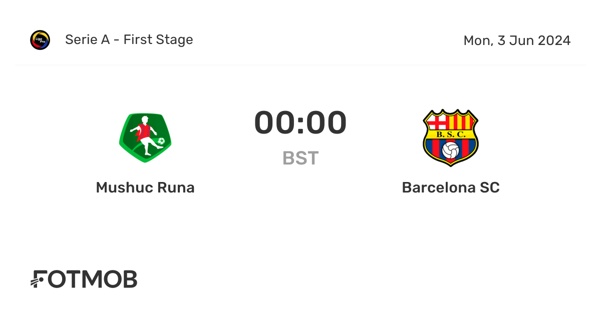 Mushuc Runa vs Barcelona SC - marcador en vivo, alineaciones previstas ...