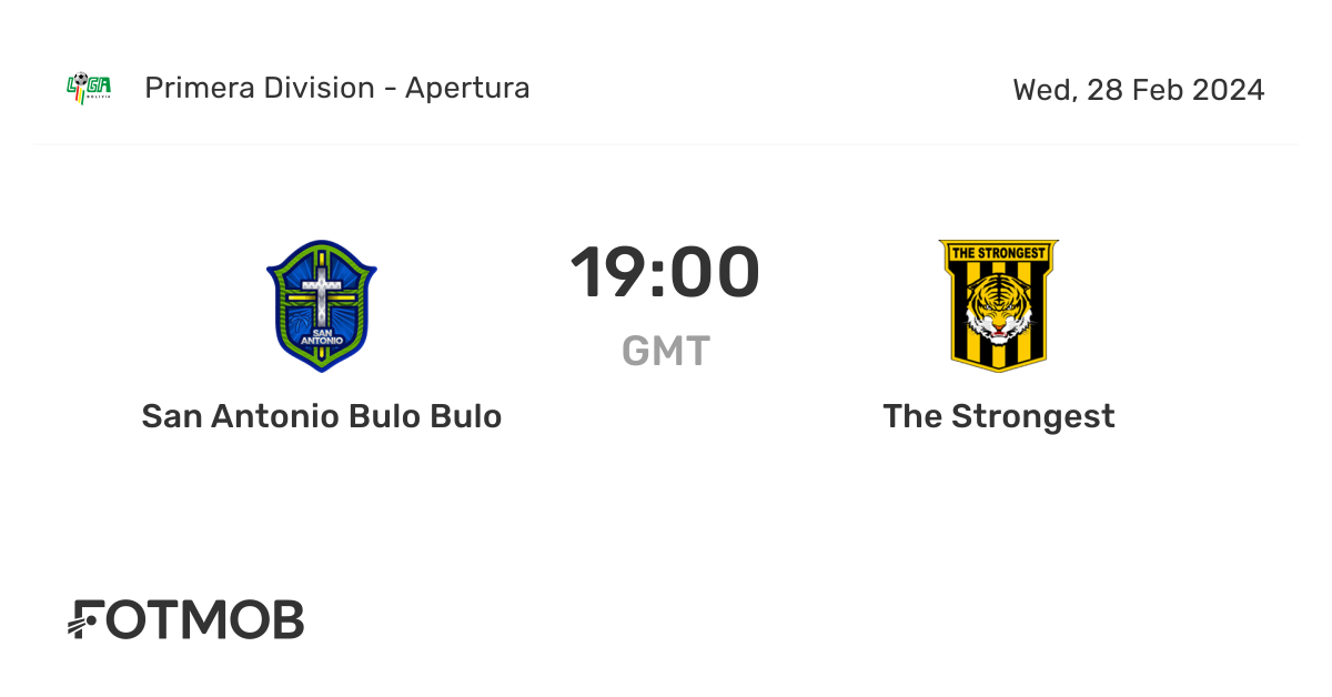 San Antonio Bulo Bulo vs The Strongest - tỷ số trực tiếp, đội hình dự ...