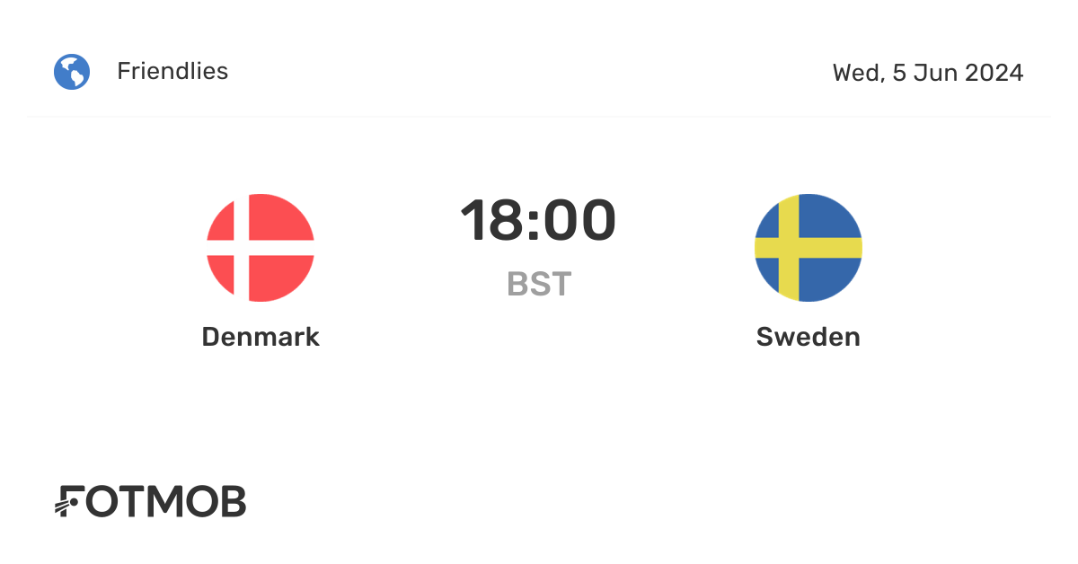 Denmark vs Sweden - live score, predicted lineups and H2H stats